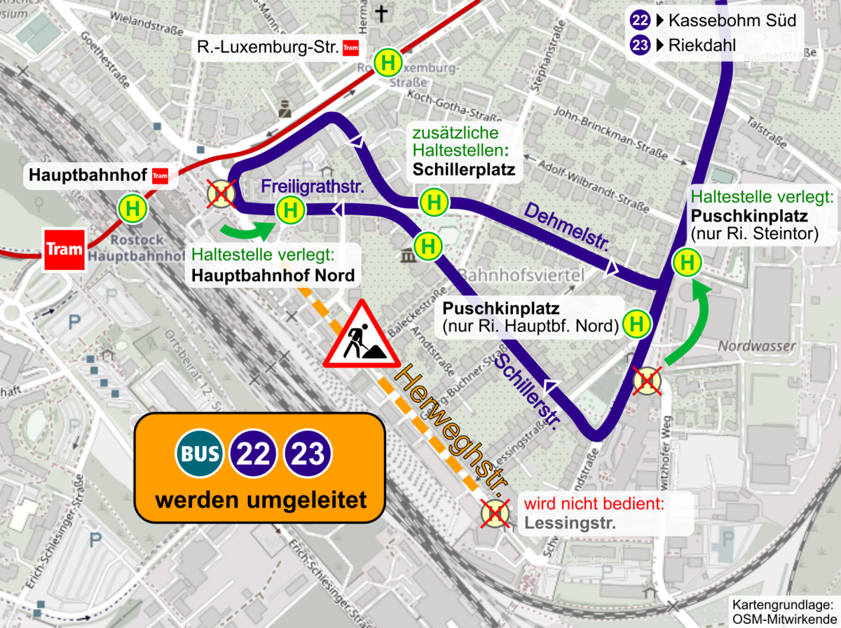 Umleitung Linie 22 und 23